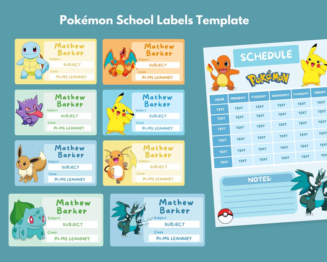 Pokémon Boy Name Tags. Printable School Labels for Children. Name ...