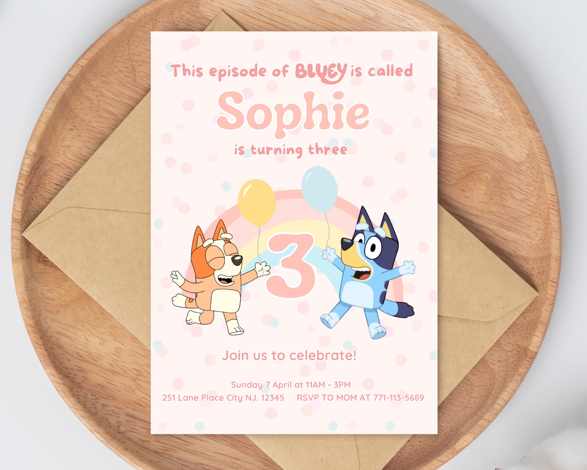 Invitación de Bluey para niña. Invitación digital de cumpleaños para ...