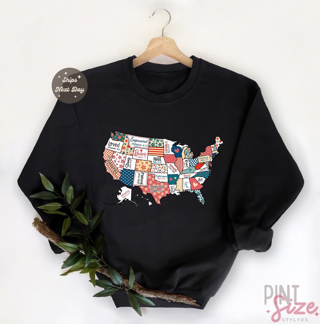 Retro USA Map Sweatshirt, Distressed Map Hoodie, USA Hoodie, United ...