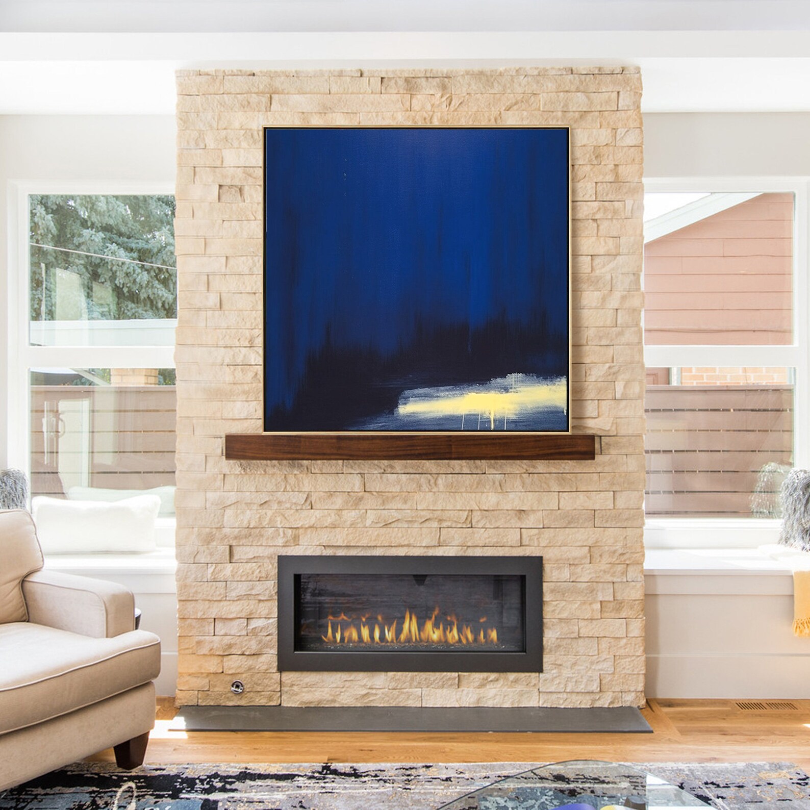 Prussian Blue Wall Art Texture Painting Minimalist Painting Heavy ...