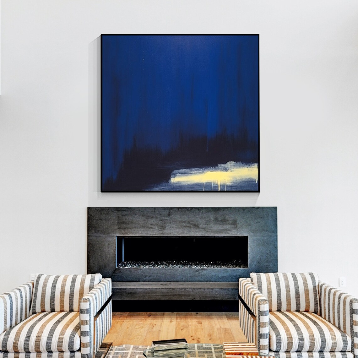 Prussian Blue Wall Art Texture Painting Minimalist Painting Heavy ...