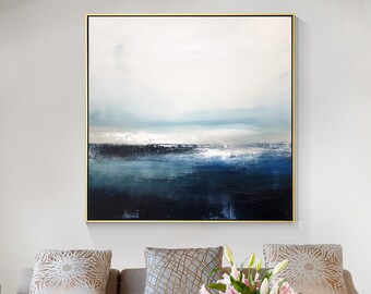 Prussian Blue Wall Art Texture Painting Minimalist Painting Heavy ...