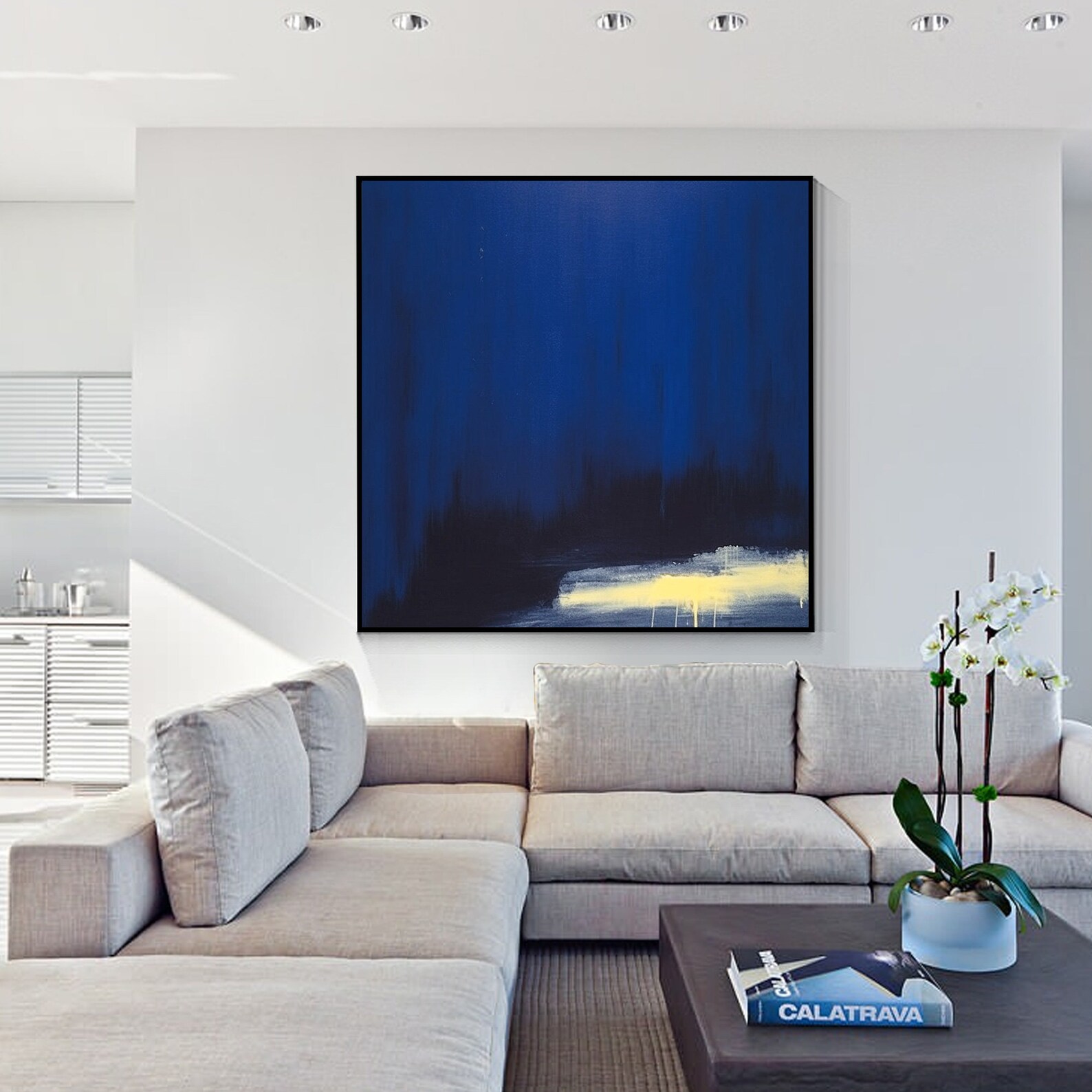 Prussian Blue Wall Art Texture Painting Minimalist Painting Heavy ...