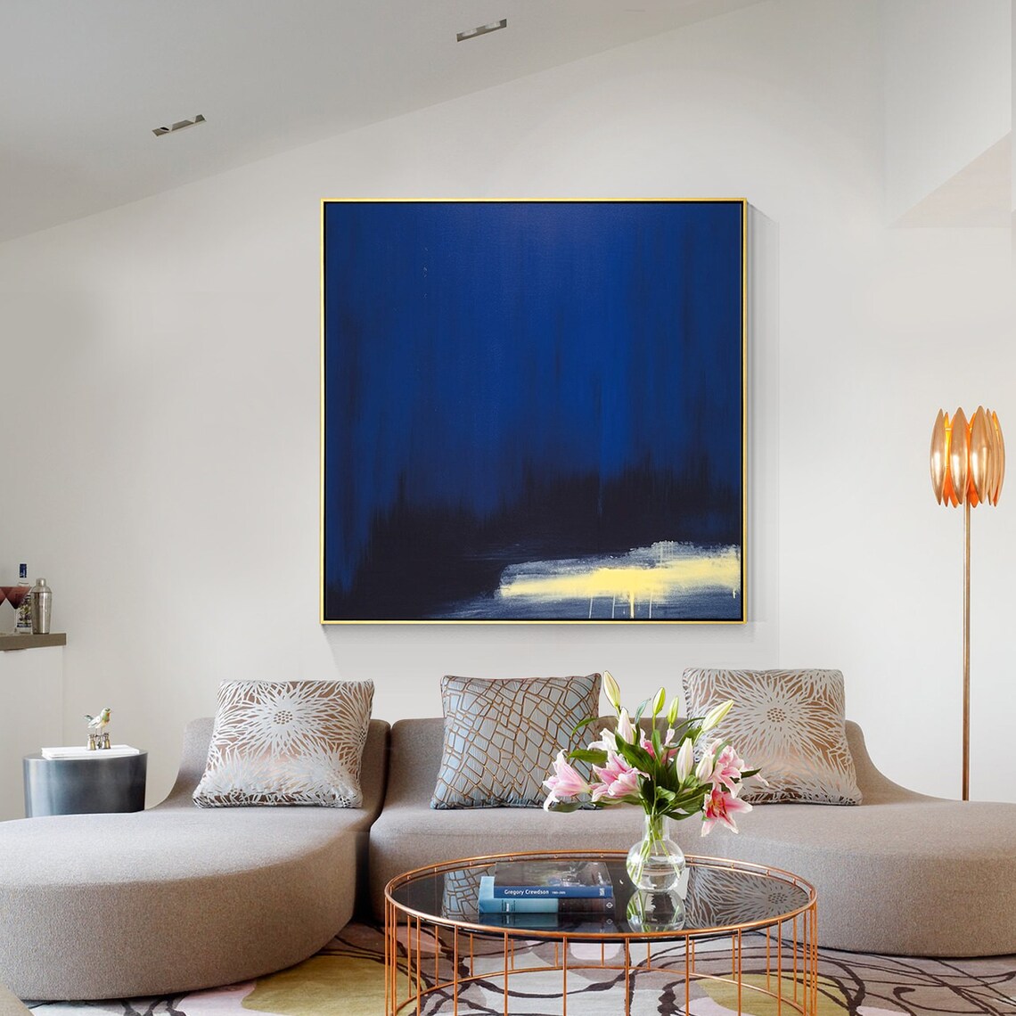 Prussian Blue Wall Art Texture Painting Minimalist Painting Heavy ...