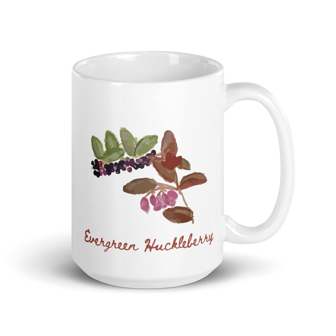Evergreen Huckleberry – Native Plant Watercolor Mug | Nature Lover Gift ...