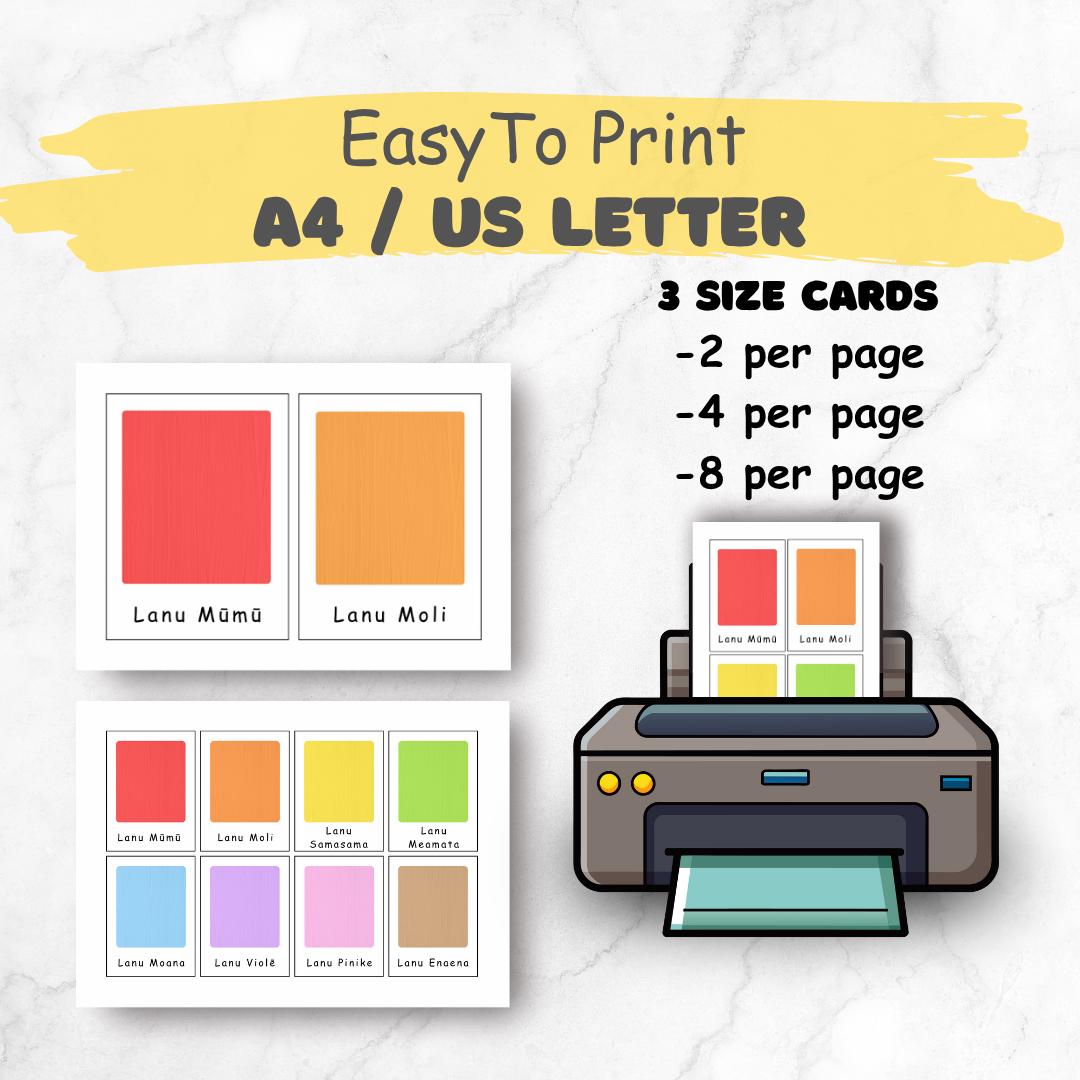 Samoan Colour Flashcards for Preschool | Pastel 3-part Montessori ...