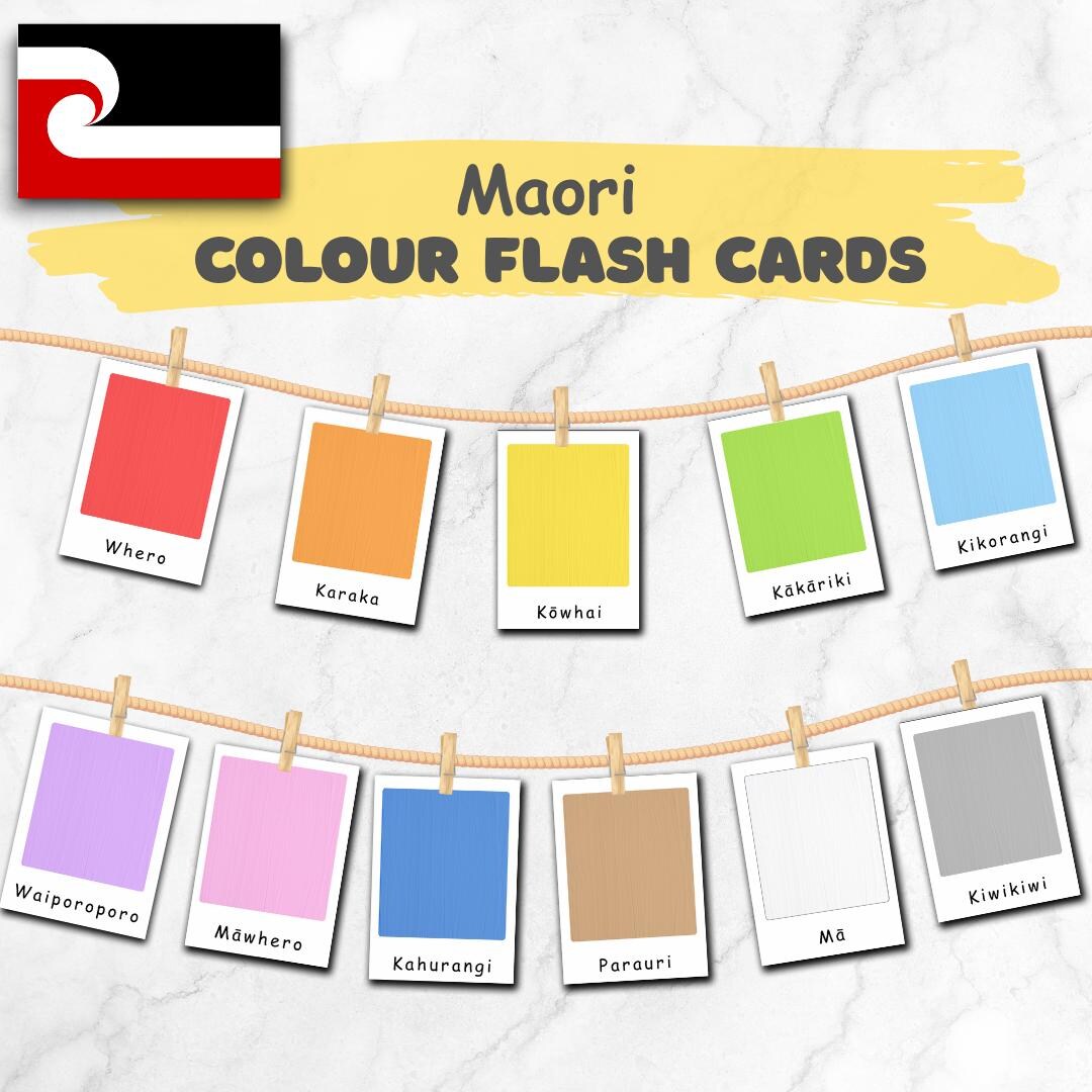 Māori Colour Flashcards for Preschool | Pastel 3-part Montessori ...