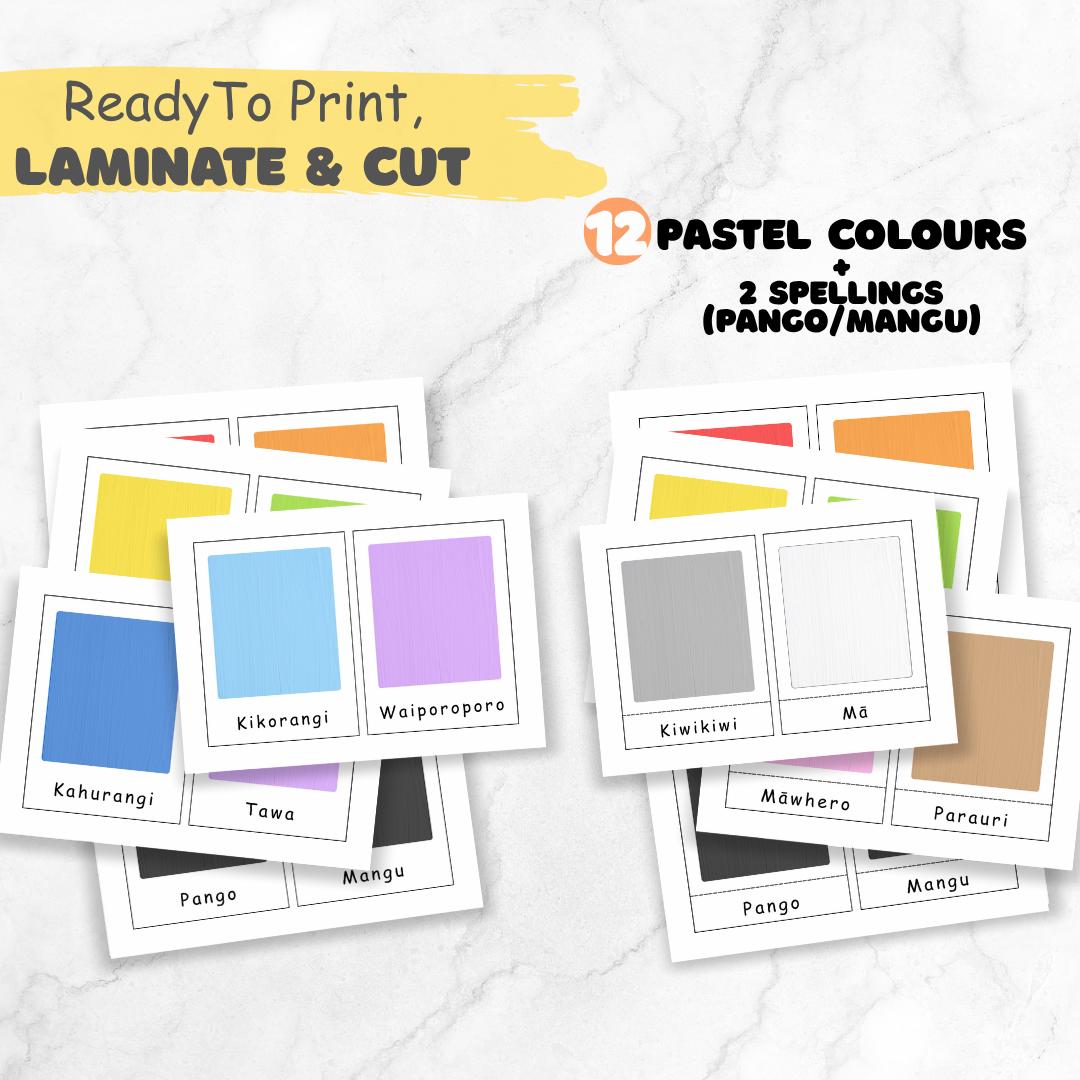 Māori Colour Flashcards for Preschool | Pastel 3-part Montessori ...