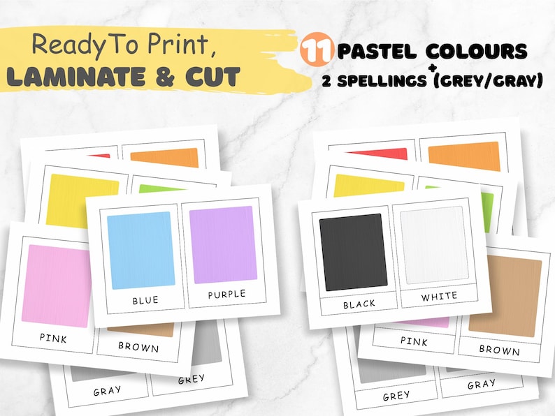 Pastel Preschool Colour Flashcards PDF – Montessori 3-part Cards ...