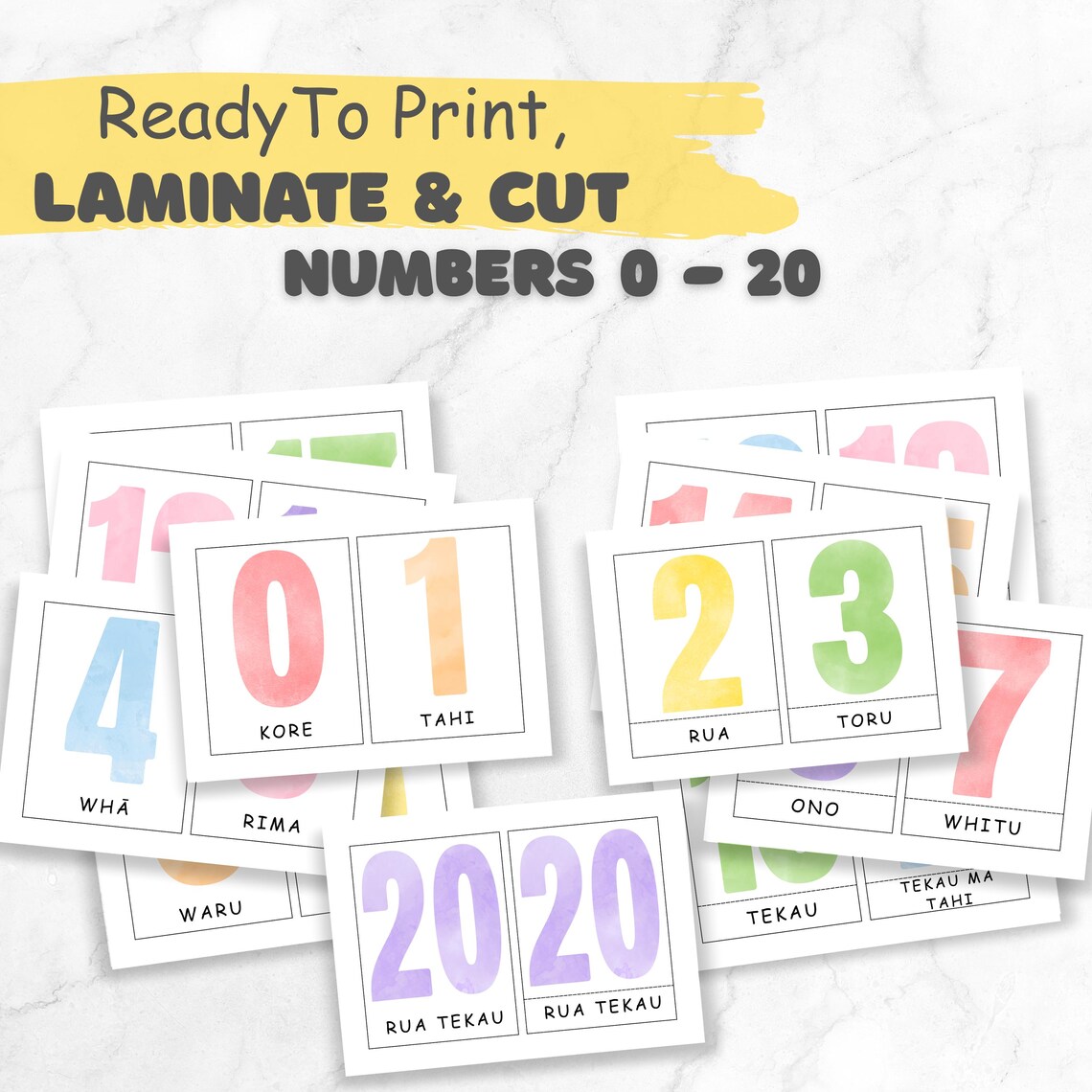 Māori Number Flash Cards 0–20 | Printable Counting | Montessori 3 Part ...