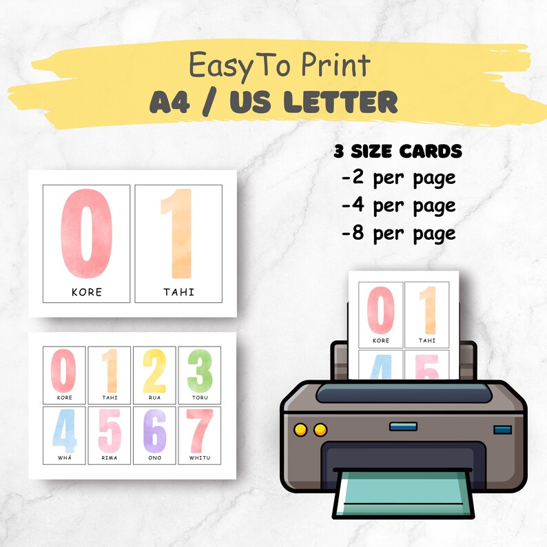 Māori Number Flash Cards 0–20 | Printable Counting | Montessori 3 Part ...