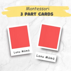 Samoan Colour Flashcards for Preschool | Pastel 3-part Montessori ...