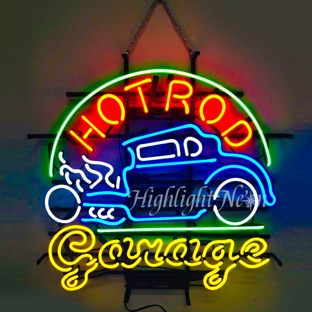 HOT ROD Garage Neon Sign Wall Hanging Signs Custom Real Glass Neon Sign ...