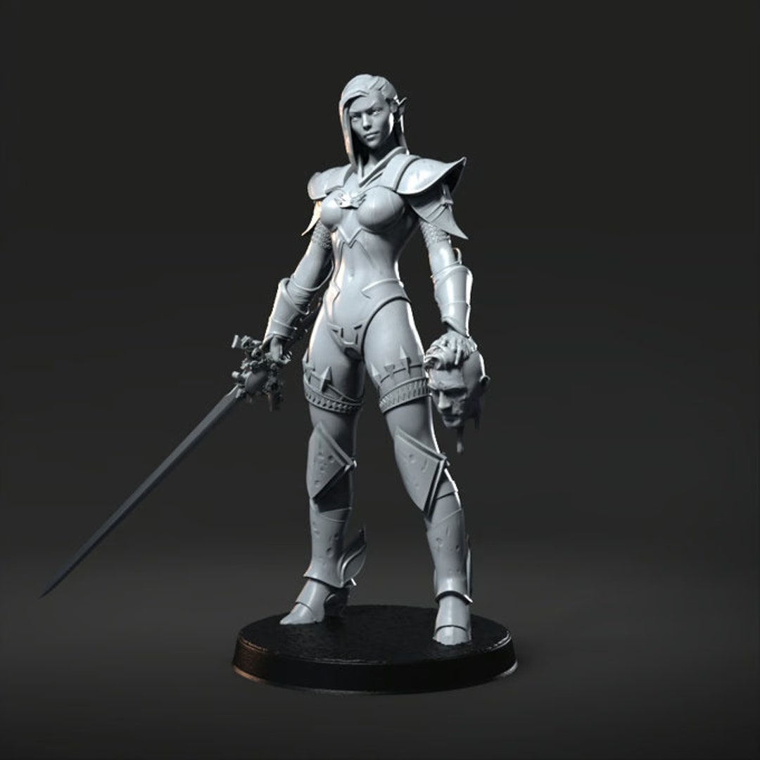 Dark Elf 32 & 75mm Scale Resin Miniature 12K Resolution Dnd Pathfinder ...