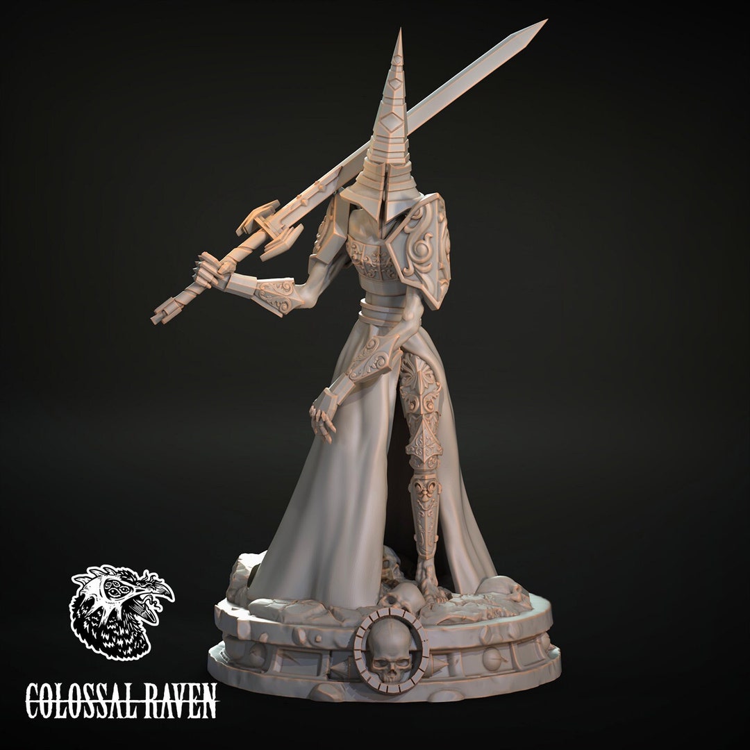Undead Female Warrior 32 & 75mm Scale Resin Miniature 12K Resolution ...