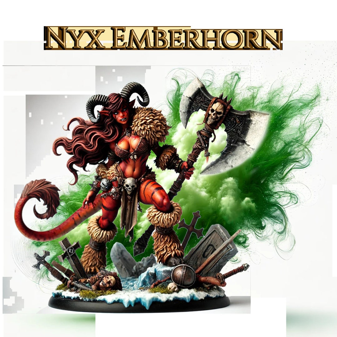 Nyx Emberhorn | HEROIC 32, 75 & 120mm Scale Resin Miniature | 14K Resolution | Pin up | NSFW ...
