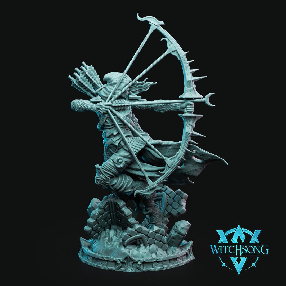 Lieutenant of the Lost Archer 80mm Scale Resin Miniature 14K Resolution ...