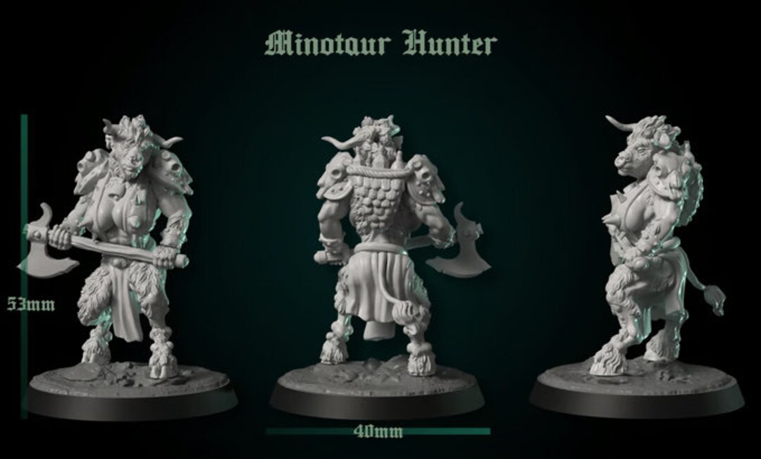Minotaur Hunter 32 & 54mm Scale Resin Mini 12K Resolution NSFW Dungeons ...