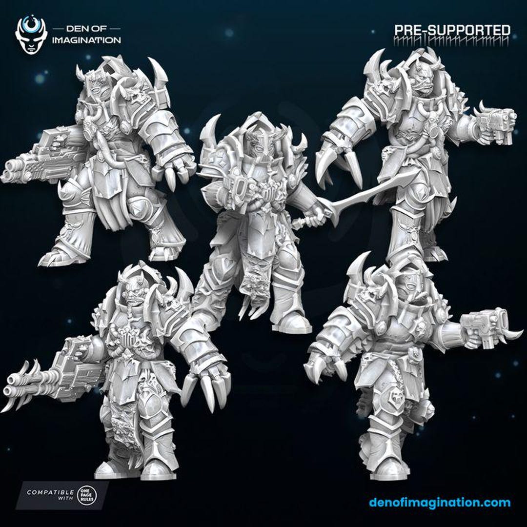 Chaos Plague Reapers 32mm Scale Resin Mini Set 12K Resolution Warhammer ...
