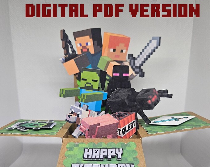 Personalised MINECRAFT BIRTHDAY CARD Handmade Children's Happy Birthday ...