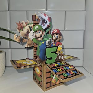 Mario Personalized Birthday Card 3D Box Card Customizable With Name - Etsy