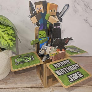 Minecraft Birthday/celebration/greeting 3D Pop-up Box Card/ Party ...