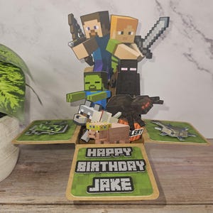 Minecraft Birthday/celebration/greeting 3D Pop-up Box Card/ Party ...