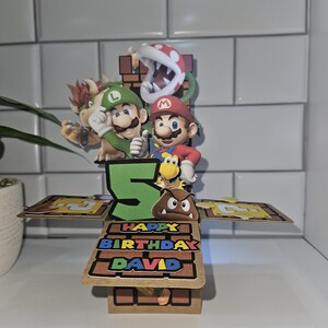 Mario Personalized Birthday Card 3D Box Card Customizable With Name - Etsy
