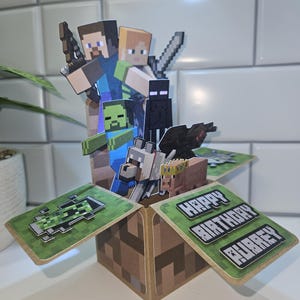 Minecraft Birthday/celebration/greeting 3D Pop-up Box Card/ Party ...