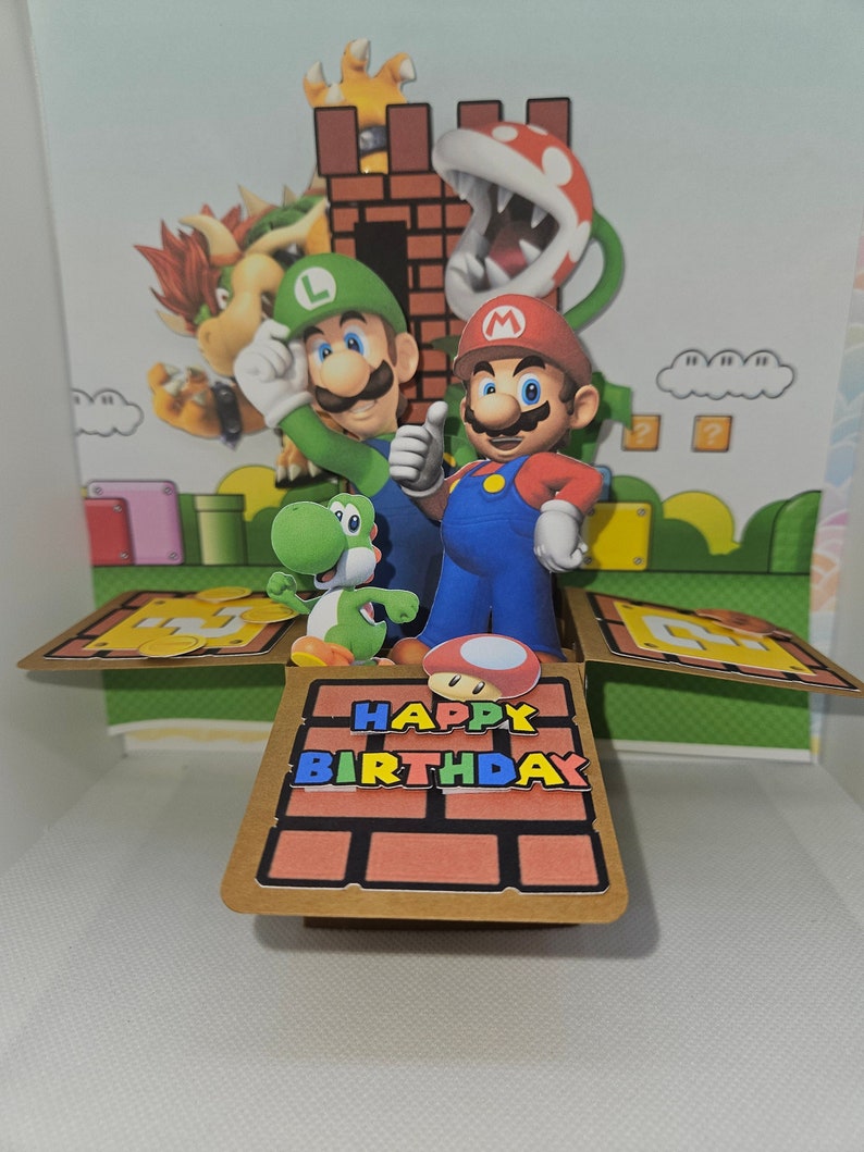 Mario Personalized Birthday Card 3D Box Card Customizable With Name - Etsy
