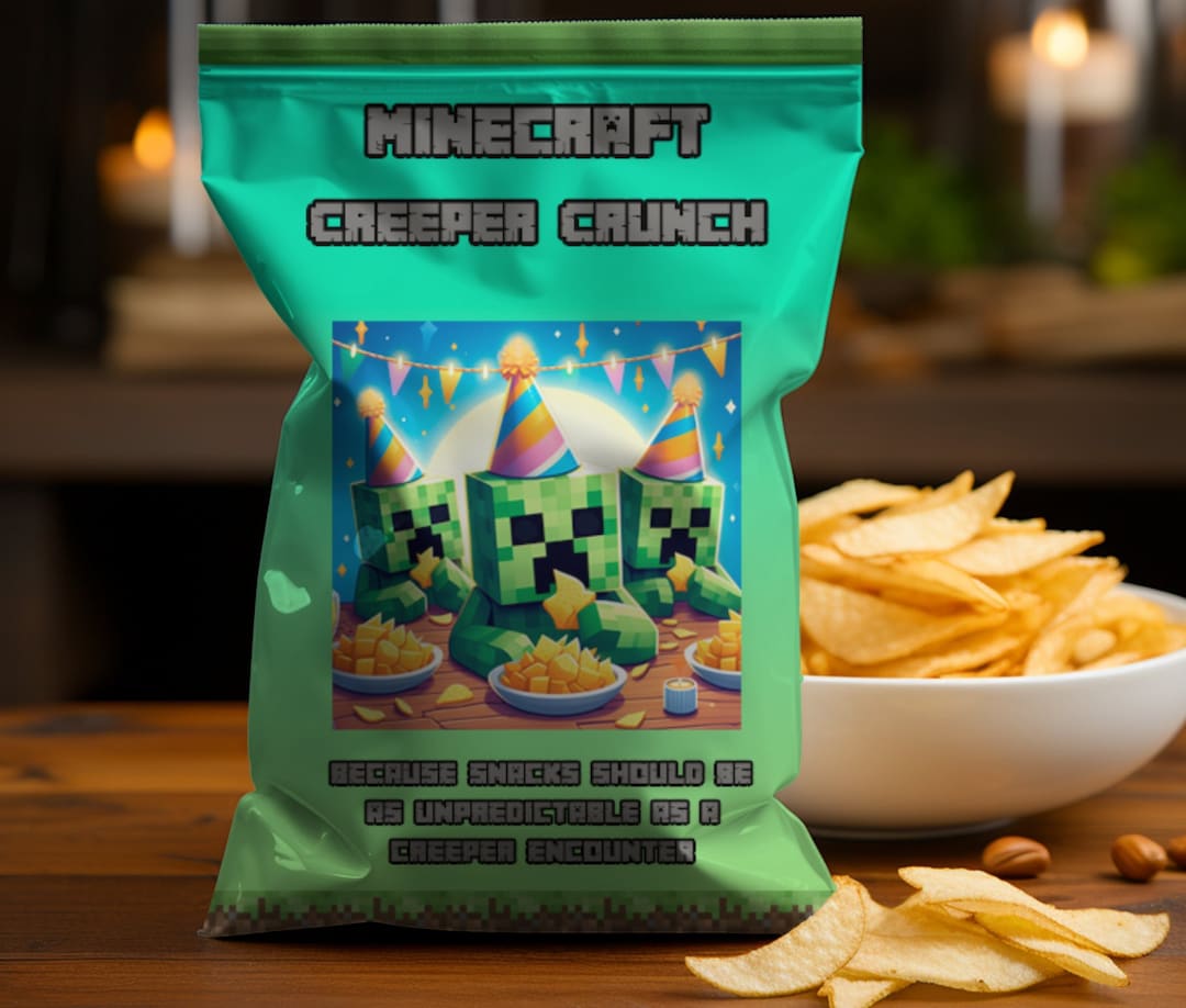 Minecraft Chip Bag Creeper Crunch Digital Download Printable PDF - Etsy