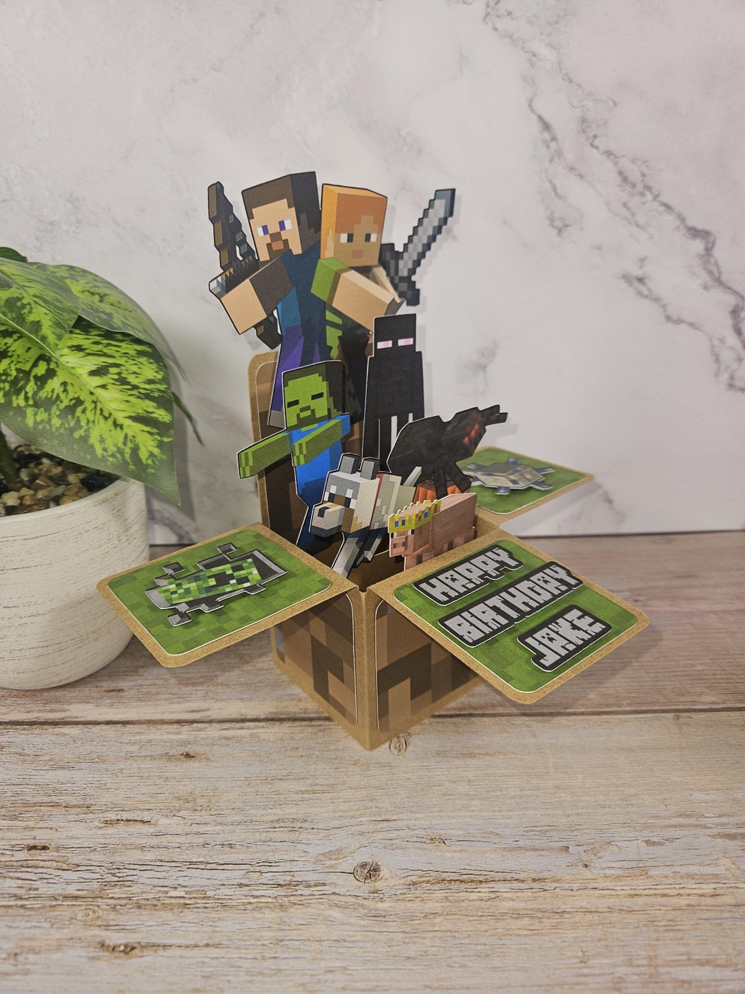 Minecraft Birthday/celebration/greeting 3D Pop-up Box Card/ Party ...