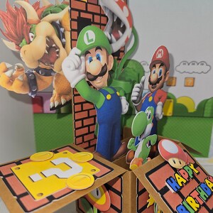 Mario Personalized Birthday Card 3D Box Card Customizable With Name - Etsy