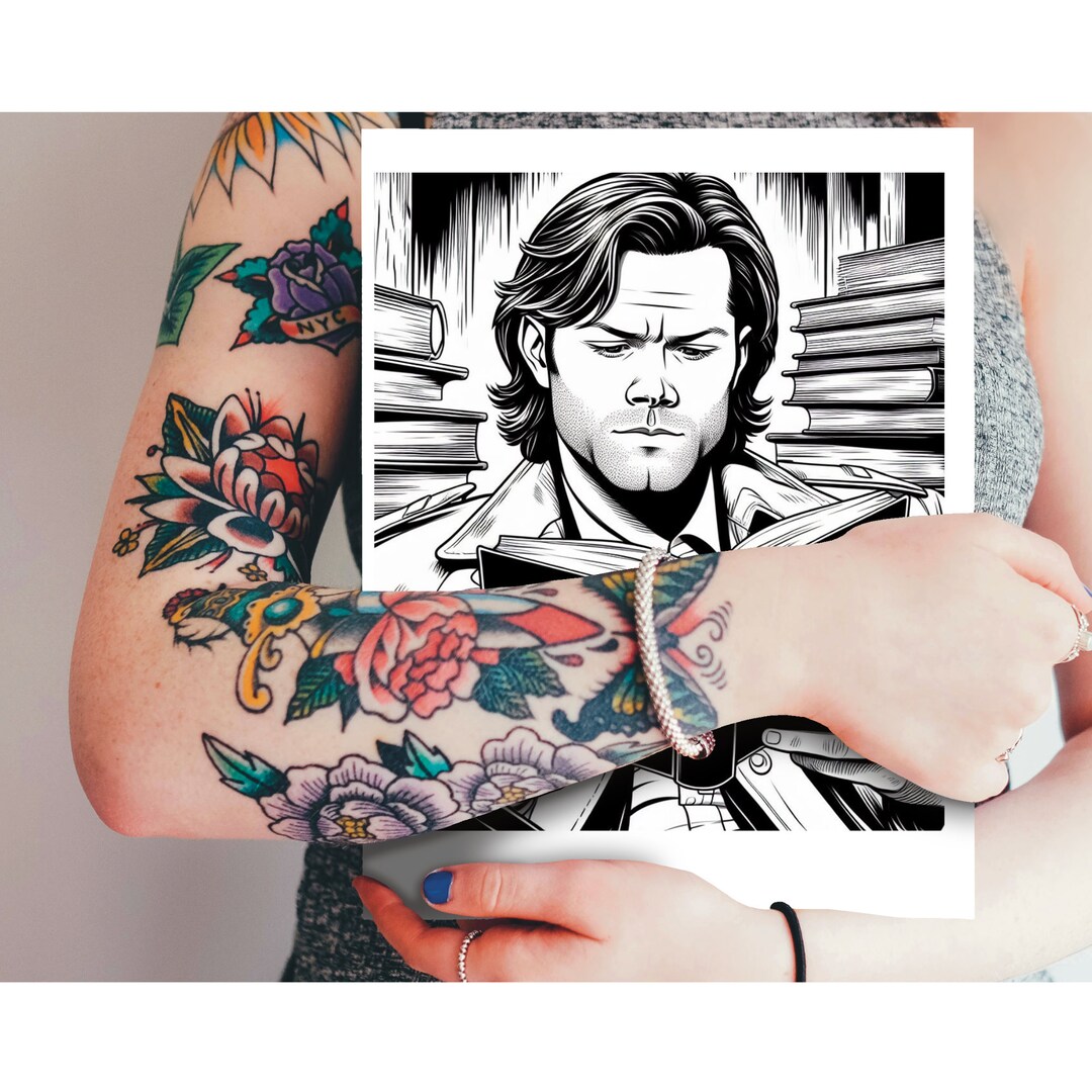 10 Sam Winchester Supernatural Adult Coloring Book Pages Digital ...