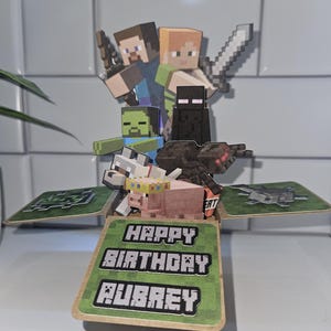 Minecraft Birthday/celebration/greeting 3D Pop-up Box Card/ Party ...