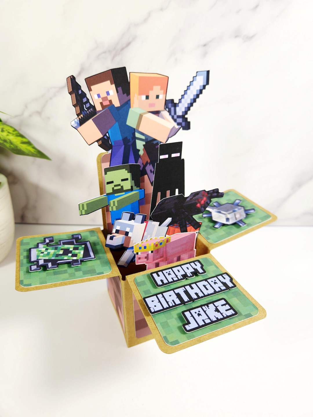 Minecraft Birthday/celebration/greeting 3D Pop-up Box Card/ Party ...