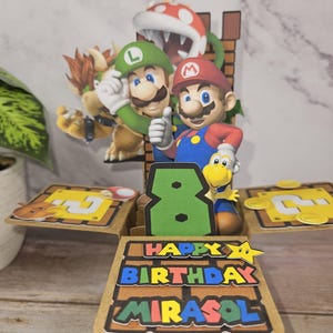 Mario Personalized Birthday Card - 3D Box Card Customizable With Name ...