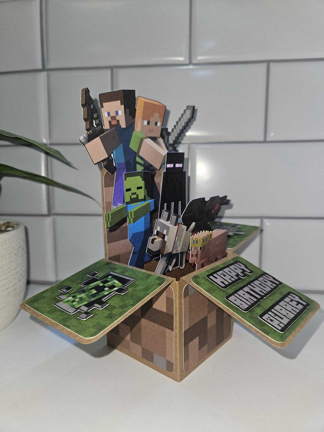 Minecraft Birthday/celebration/greeting 3D Pop-up Box Card/ Party ...