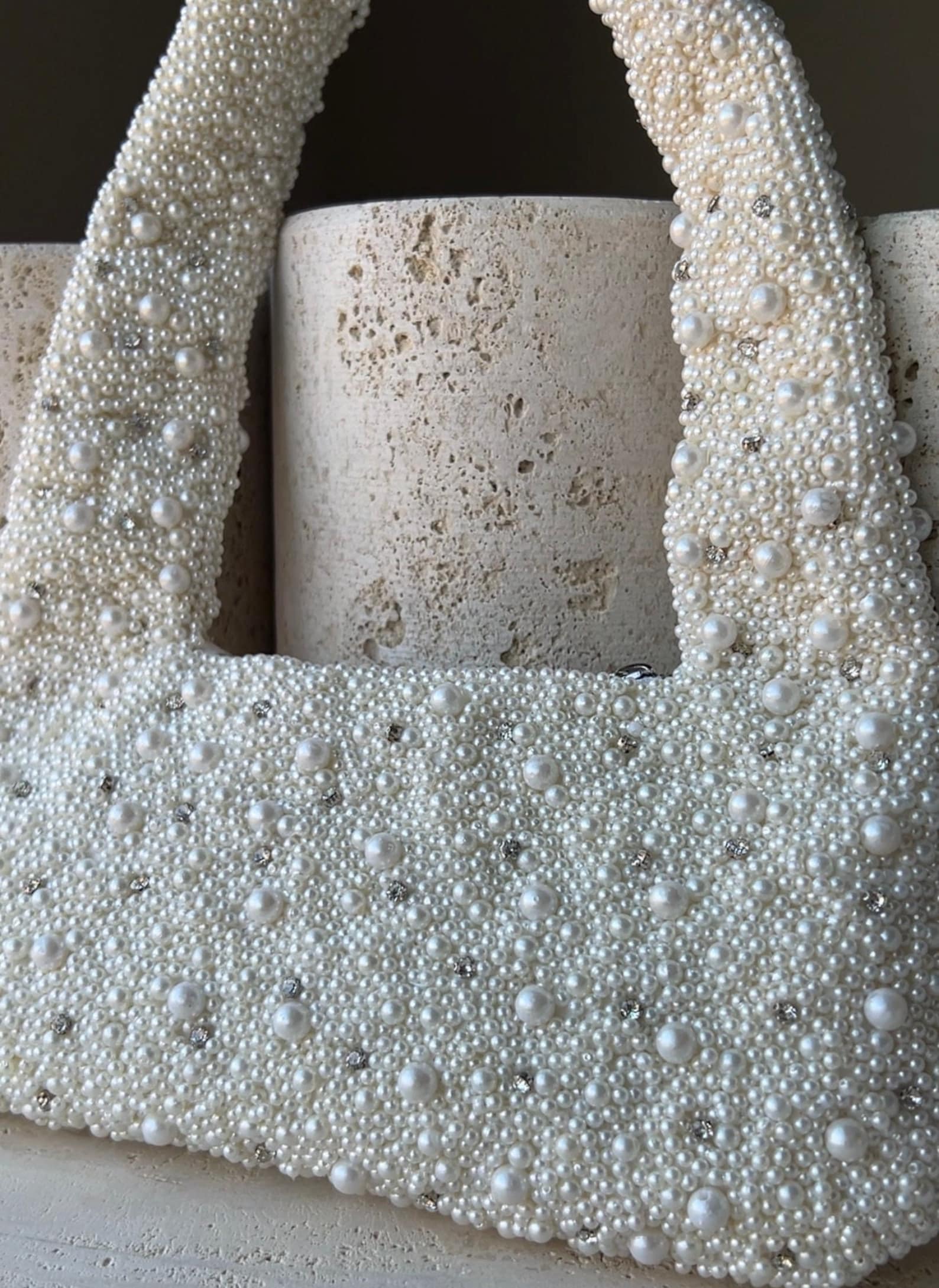 RARE Pearl Purse, Pearls With Crystal Detail, Modern Bride, Wedding ...