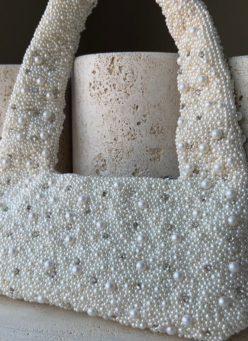 RARE Pearl Purse, Pearls With Crystal Detail, Modern Bride, Wedding ...