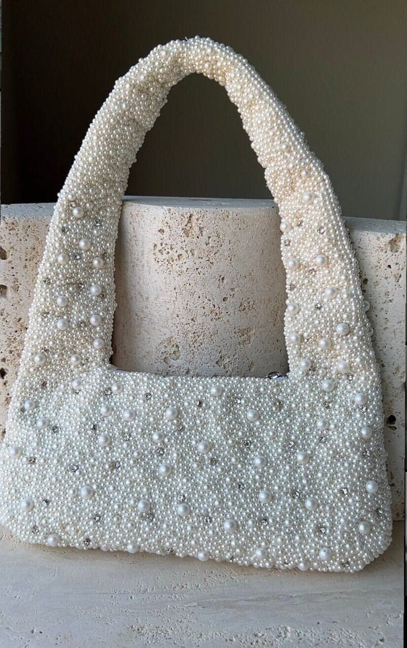 RARE Pearl Purse, Pearls With Crystal Detail, Modern Bride, Wedding ...