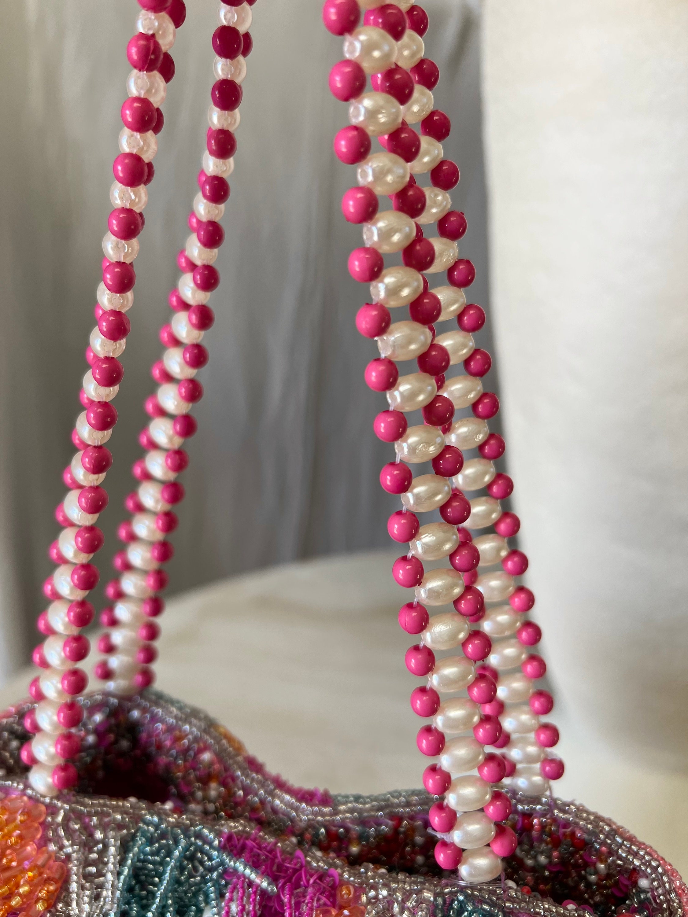 Colorful Beaded Bucket Bag: Seed Bead & Pearl Strap Handbag - Etsy