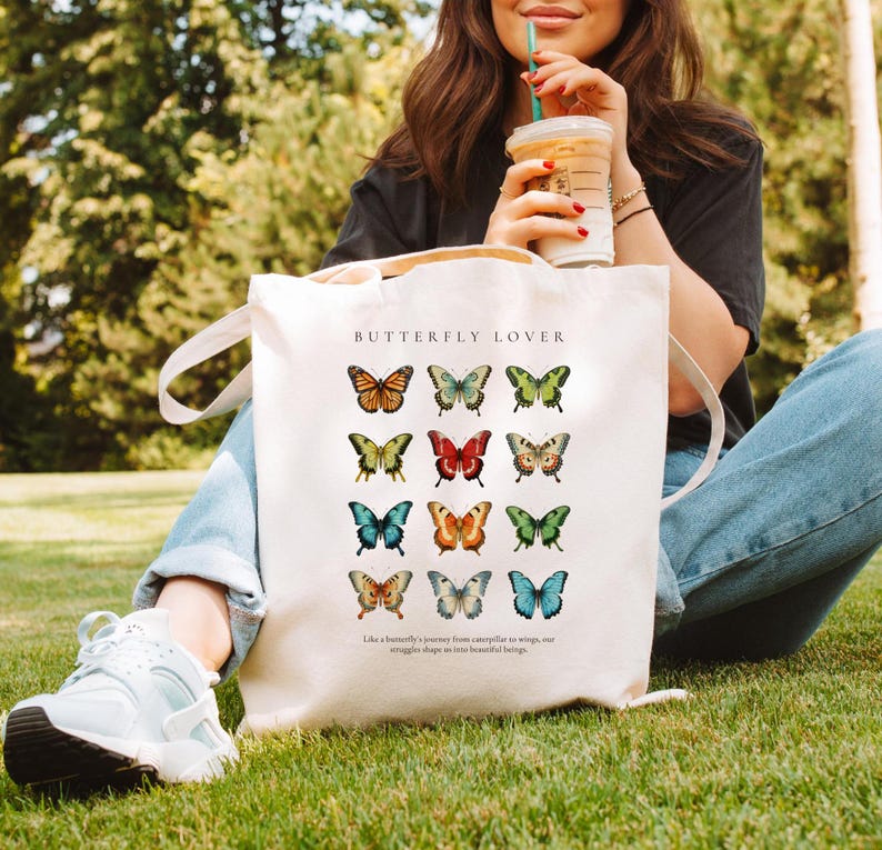 Butterfly Tote Bag, Aesthetic Insect Canvas Bag, Perfect for Shopping ...
