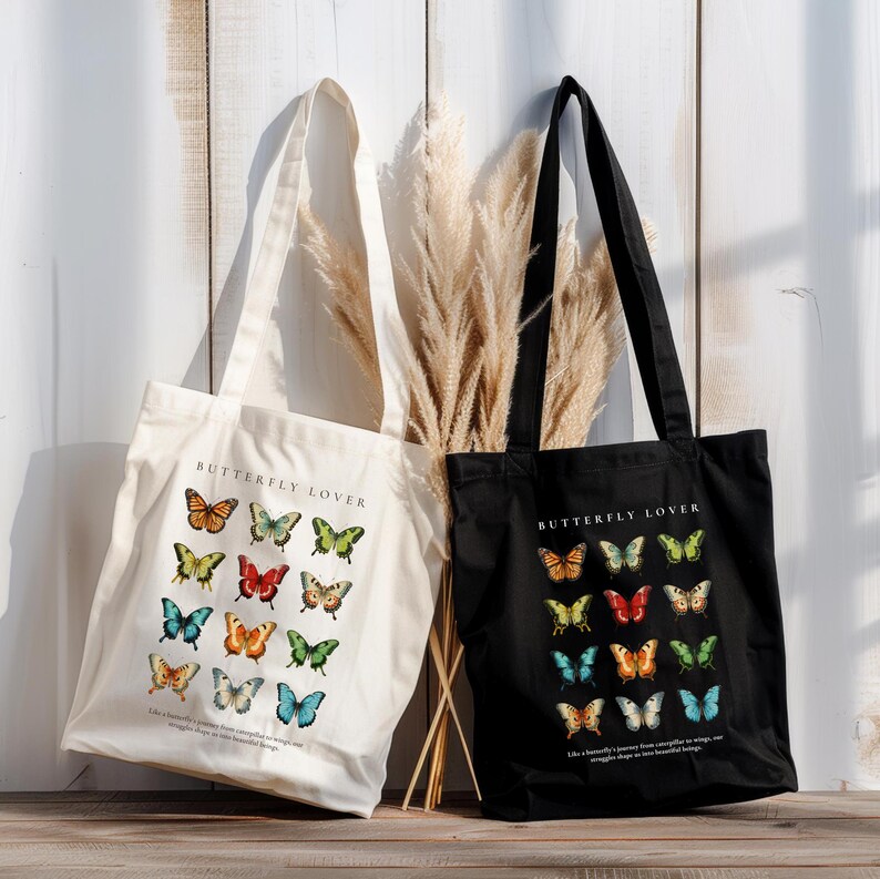 Butterfly Tote Bag, Aesthetic Insect Canvas Bag, Perfect for Shopping ...