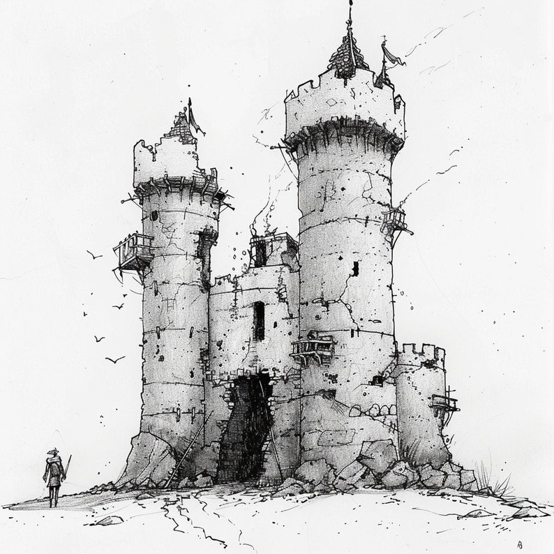 Minimalist Sketch of a Castle Line Drawing - Etsy