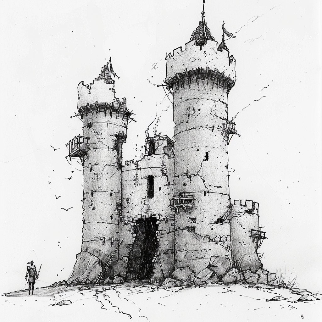 Minimalist Sketch of a Castle Line Drawing - Etsy