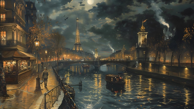 Paris in the 1800s at Night - Etsy