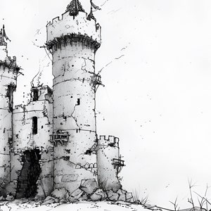 Minimalist Sketch of a Castle Line Drawing - Etsy