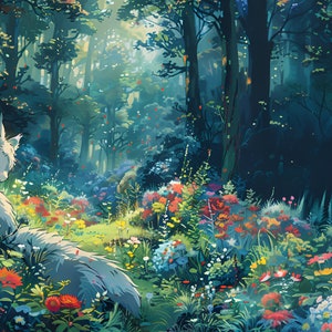 Studio Ghibli Art Style Forest Landscape - Etsy
