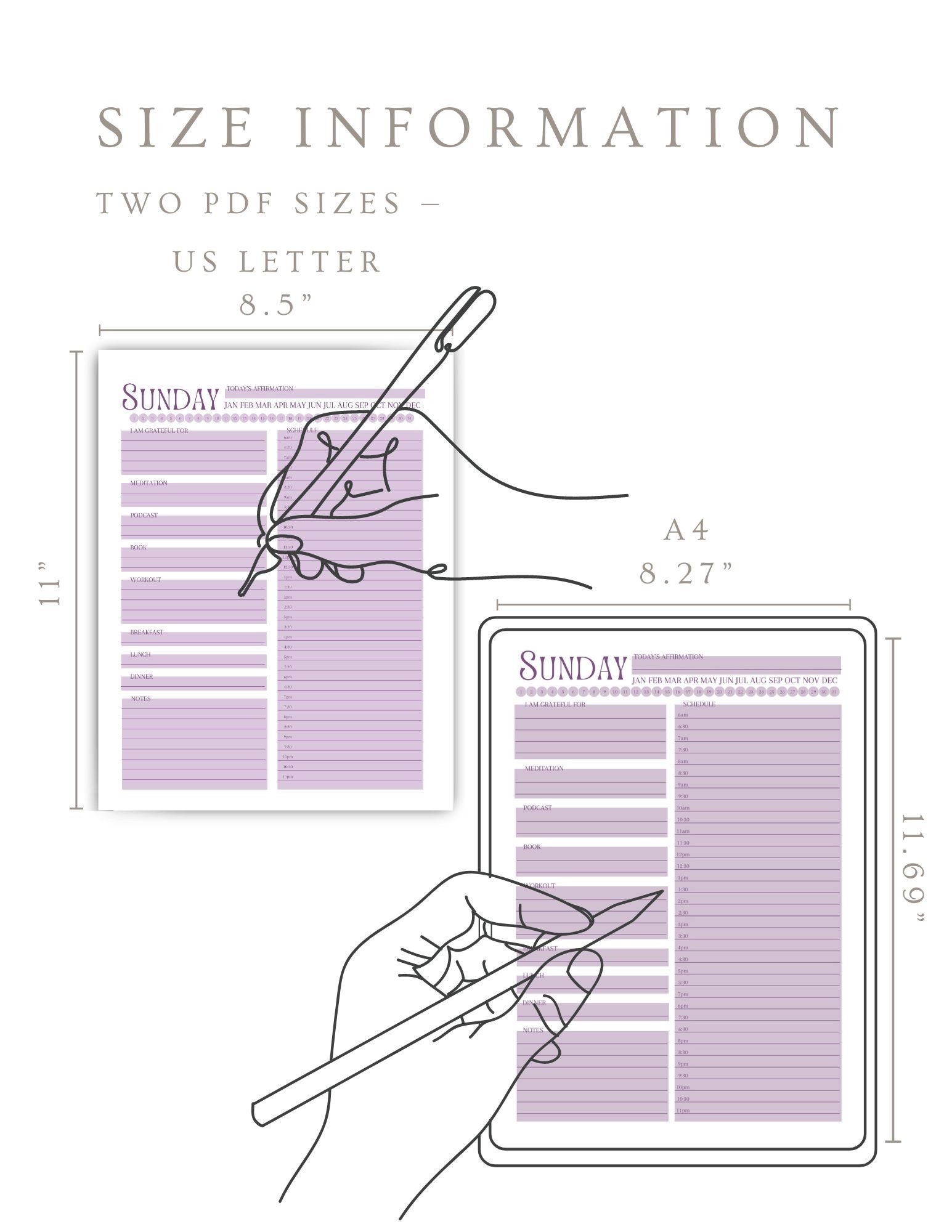 Daily Planner purple Printable & Digital - Etsy